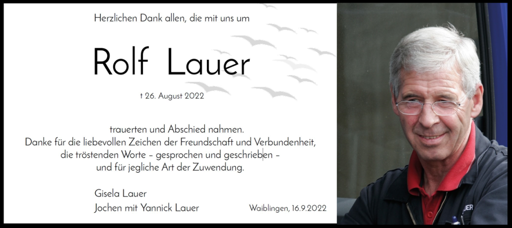 In stiller Erinnerung an Rolf Lauer – Lauer & Weiss